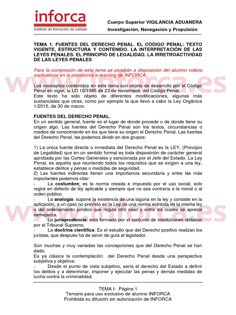 TEMA 1 (1) | PDF | Derecho penal | Caso de ley