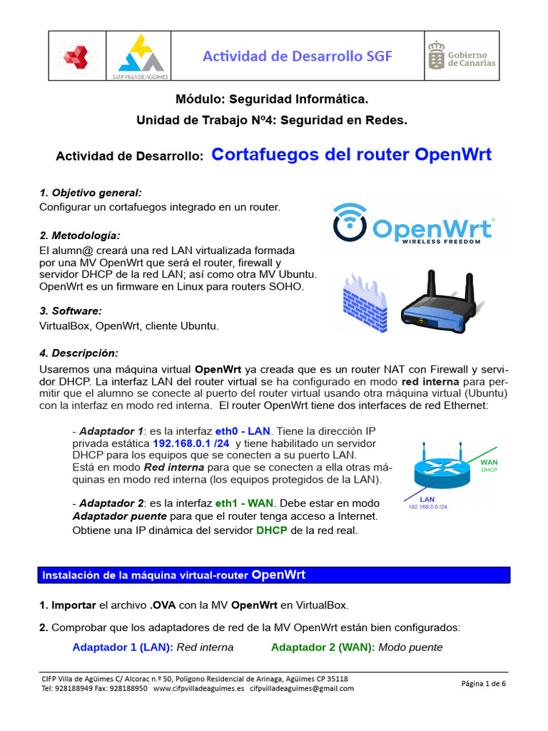 Actividad Cortafuegos Del Router Virtual Openwrt Descargar Gratis Pdf
