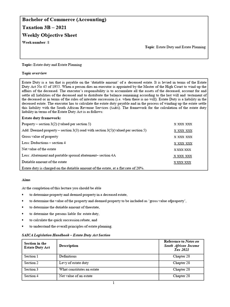 2021 Week 8 Estate Duty | PDF