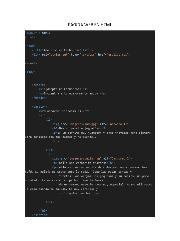 Página Web en HTML | PDF