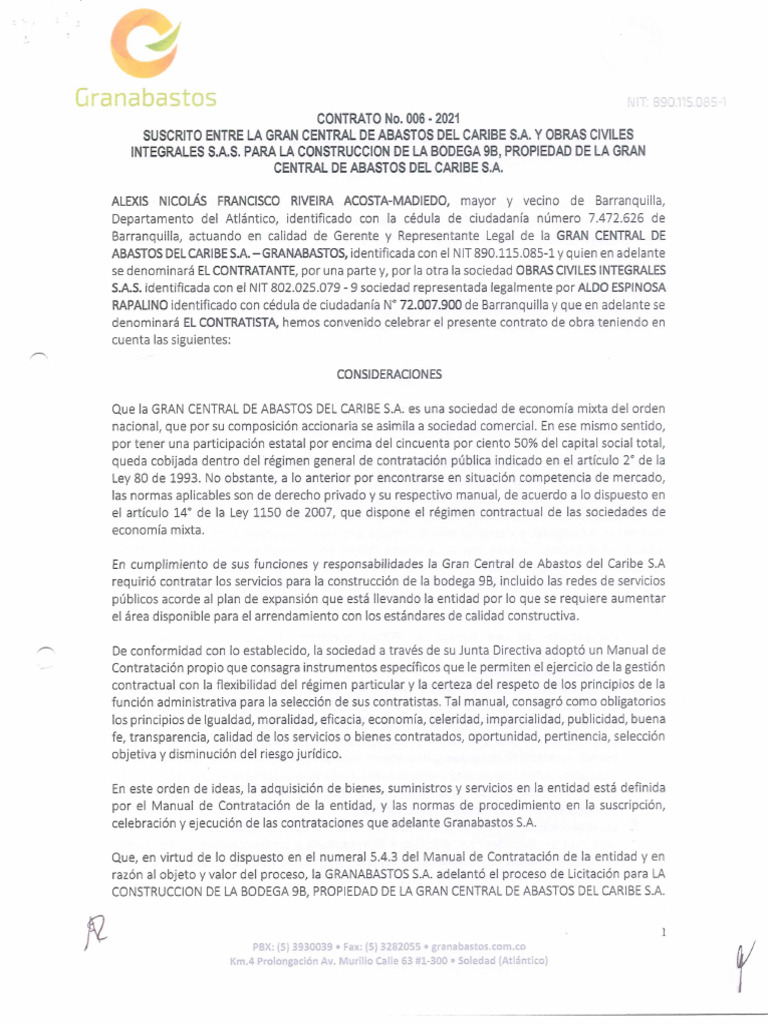 Anexo Contrato 006 2021 | PDF
