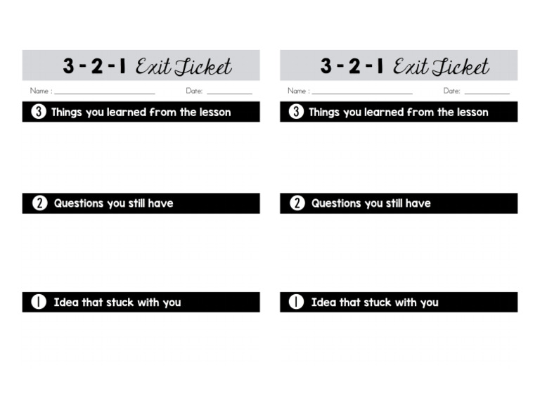 3-2-1 Exit Ticket | PDF