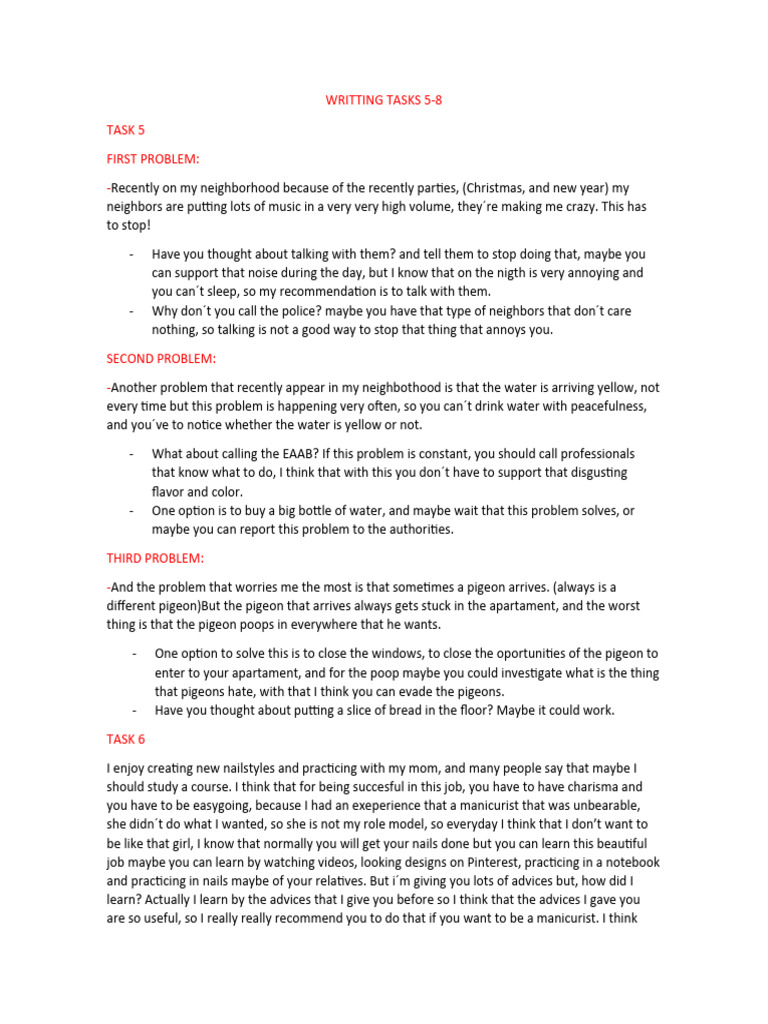 Writting Tasks | PDF