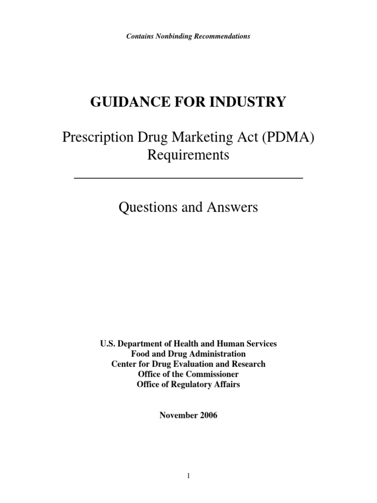 Prescription Drug Marketing Act (PDMA) Requirements Questions and ...