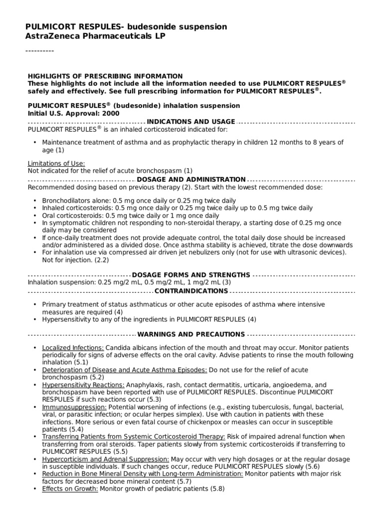 Pulmicort | PDF | Asthma | Corticosteroid