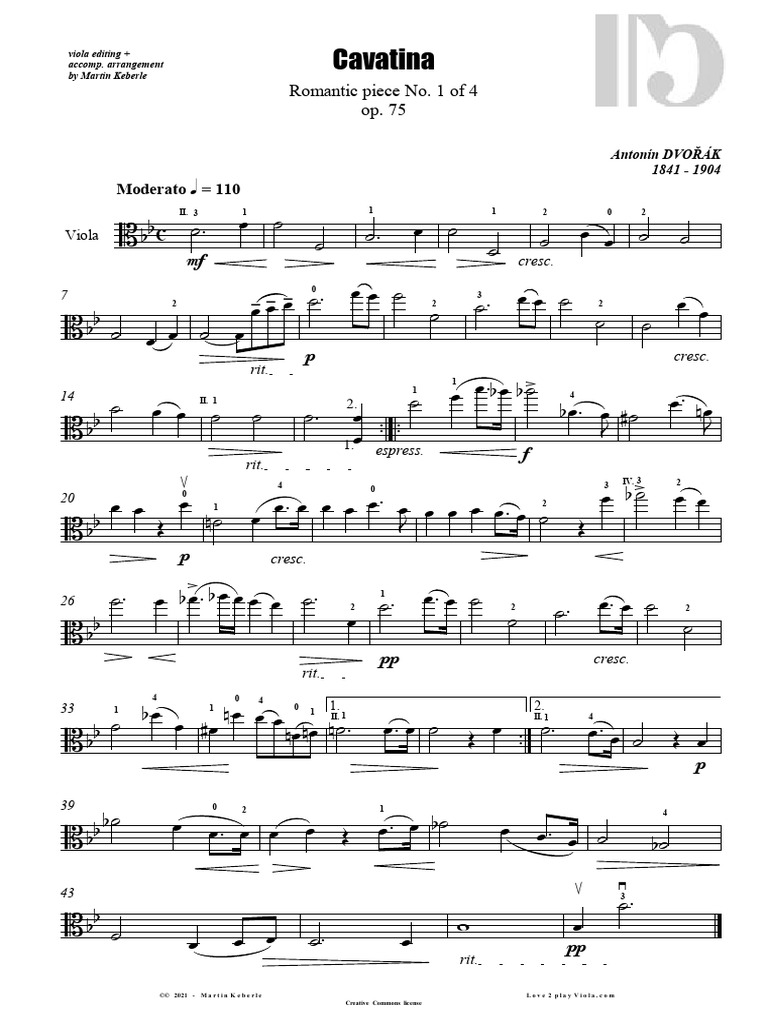 Dvořák's Cavatina for Viola | PDF