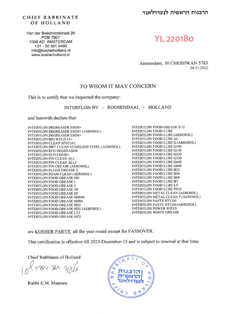 Kosher Certificate 2023 | PDF