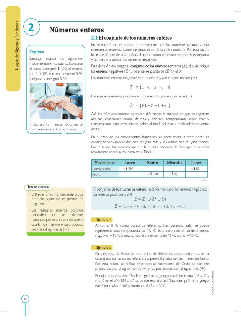Matematica Números Enteros | PDF | Entero | Números