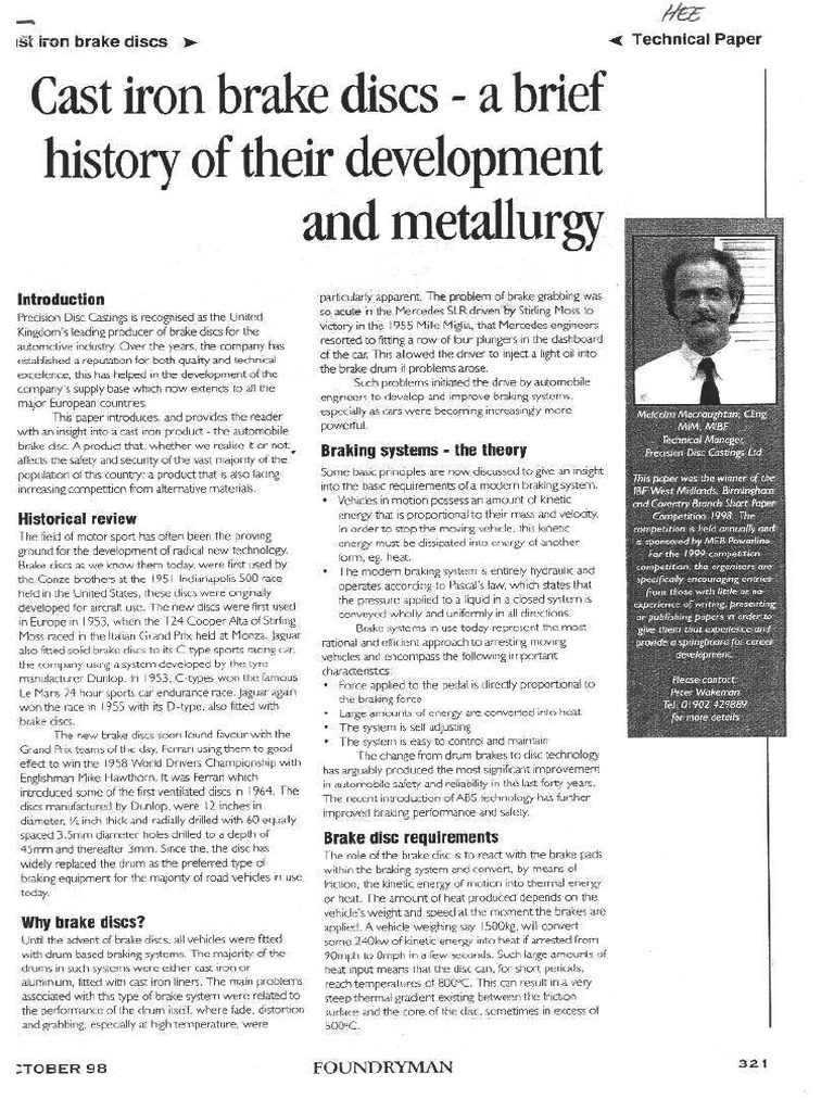 Cast Iron Brake Discs - A Brief History of Their Development and ...