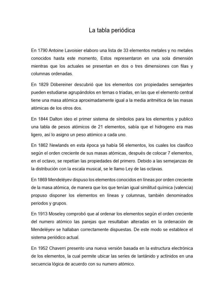 Historia de La Tabla Periodica | PDF