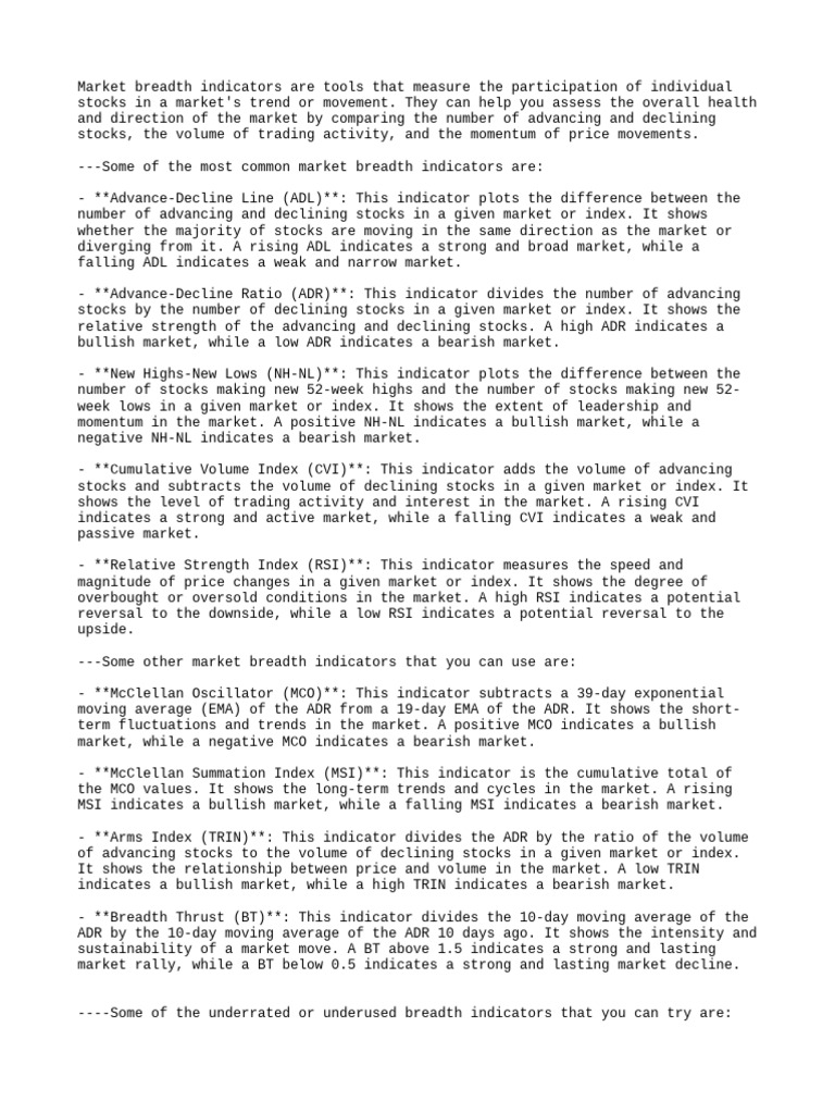 Market Breadth Indicators Are Tools | PDF | Market Trend | Financial Markets