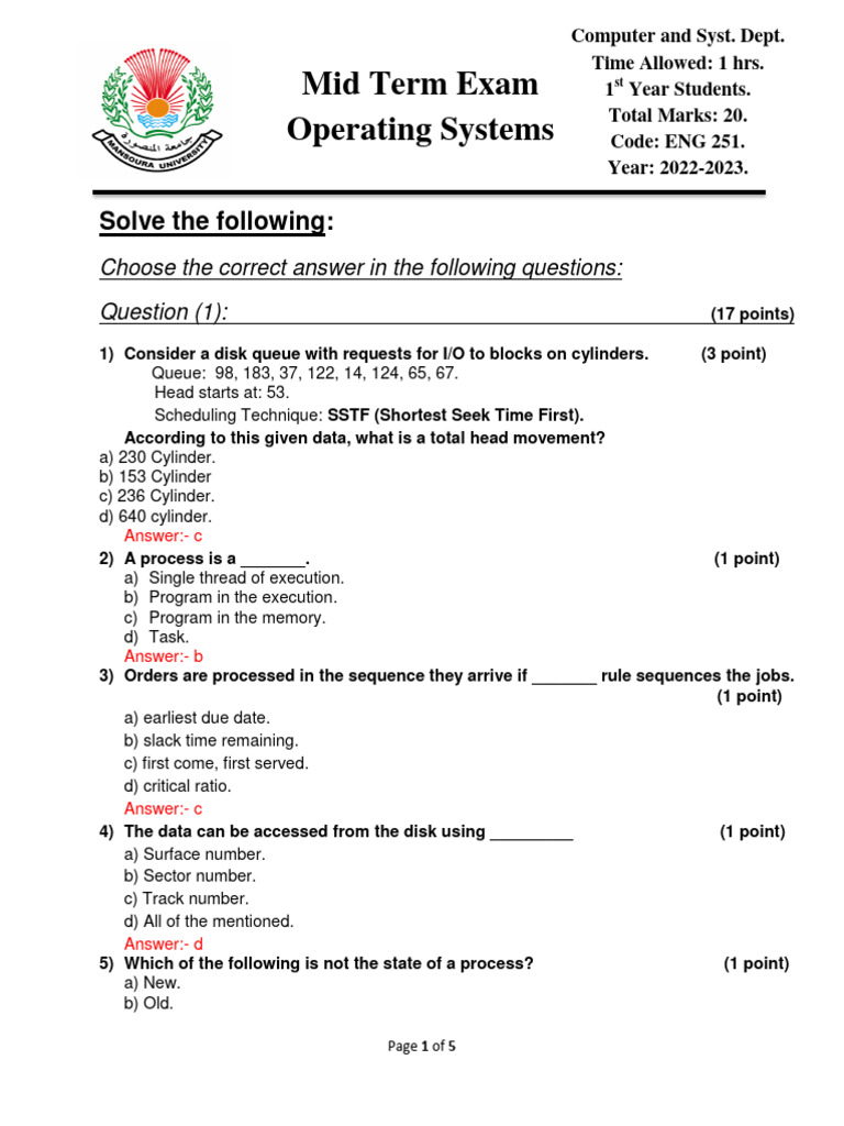 Operating Systems | PDF | Scheduling (Computing) | Process (Computing)