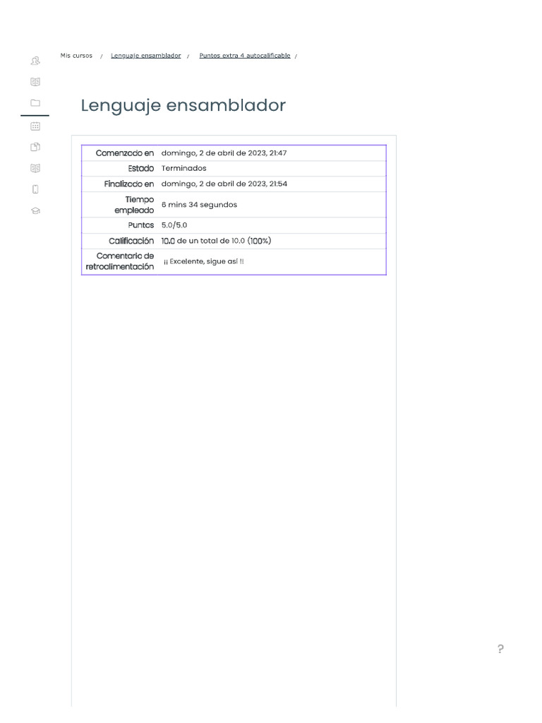 Autocalificable Lenguaje Ensamblador 4 | PDF