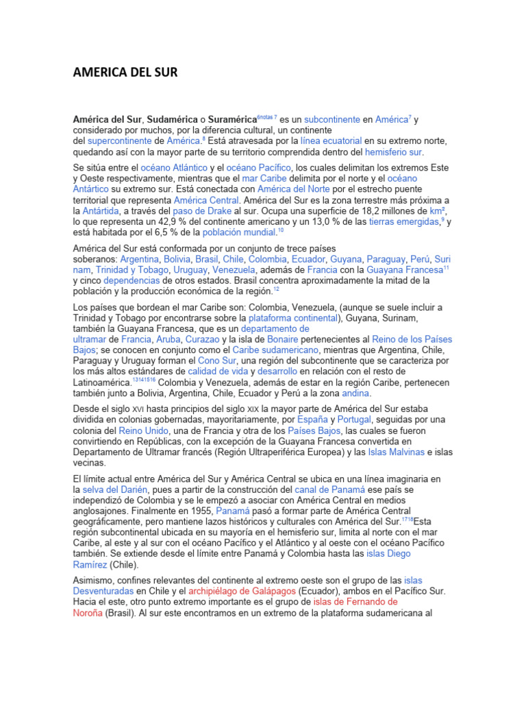 Geografía y Países de Sudamérica | PDF | América del Sur | Américas