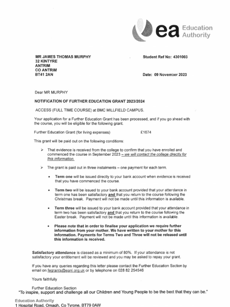 EA Finance Letter | PDF