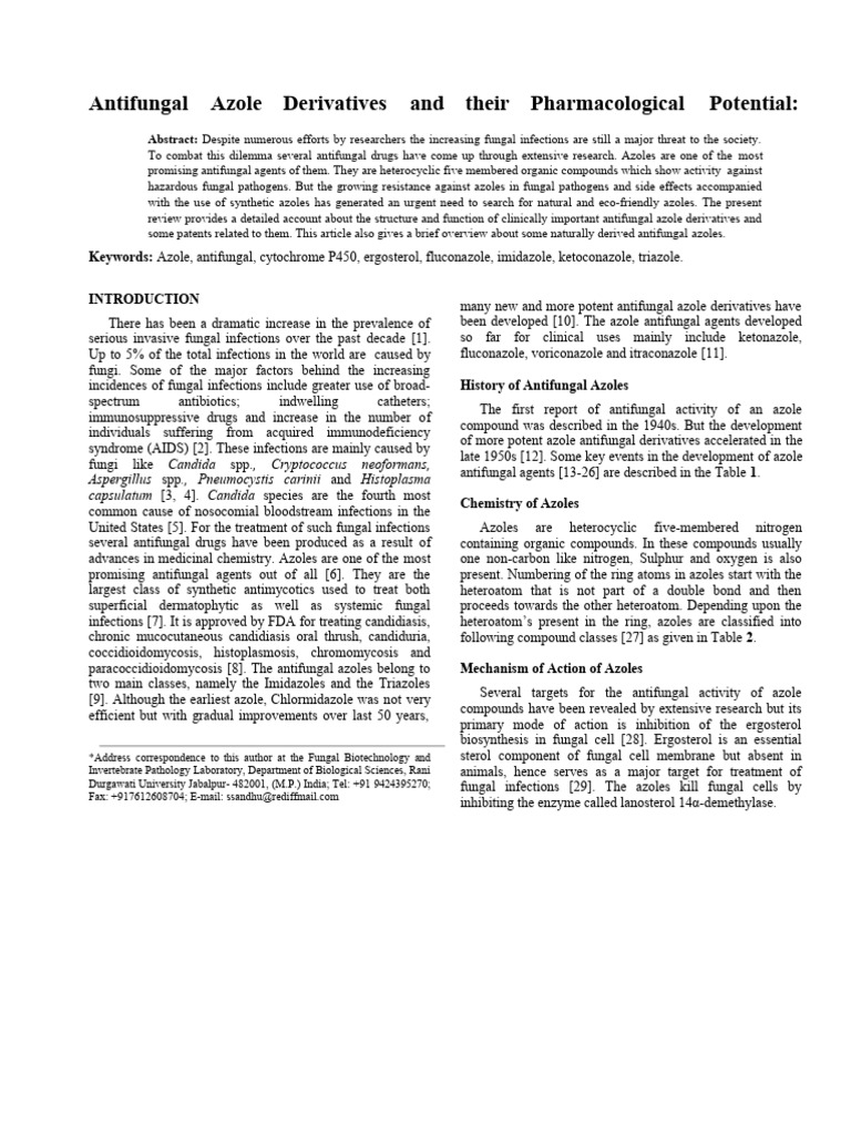 AZOLE-AntiFungal Agents | PDF | Candida (Fungus) | Antimicrobial Resistance