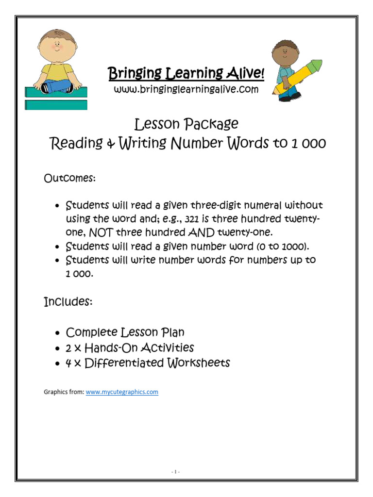 Number Words To 1000 | PDF