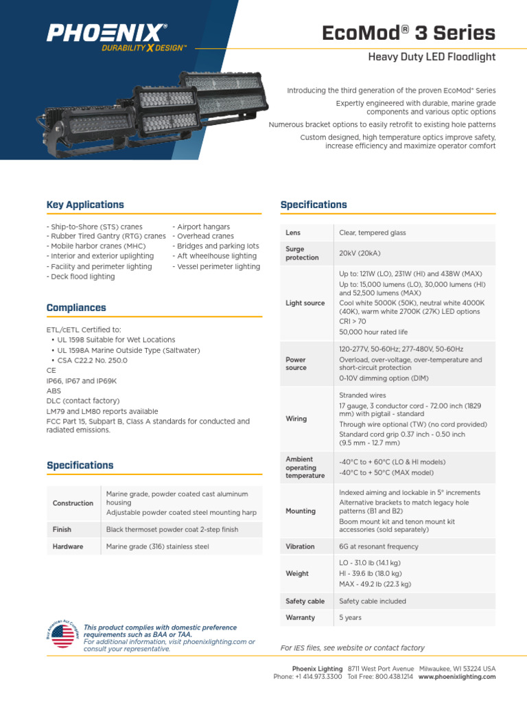 n5499989d Ecomod 3 Spec Sheet | PDF