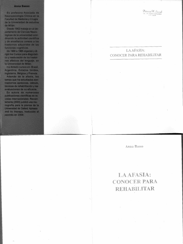 La Afasia - Conocer para Rehabilitar - Anna Basso-1 | PDF
