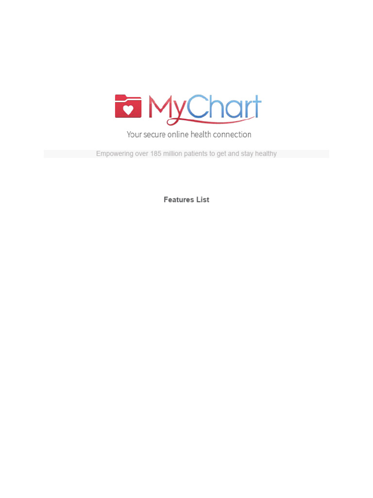 MyChart Features List | PDF | Medical Record | Health Care