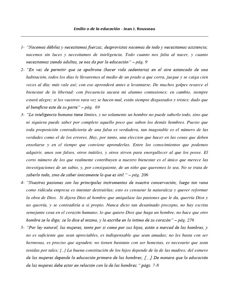 Emilio o de La Educación | PDF | Emile, o sobre educación