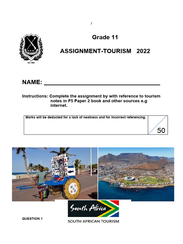 Grade 11 Tourism Assignment 2022 | PDF