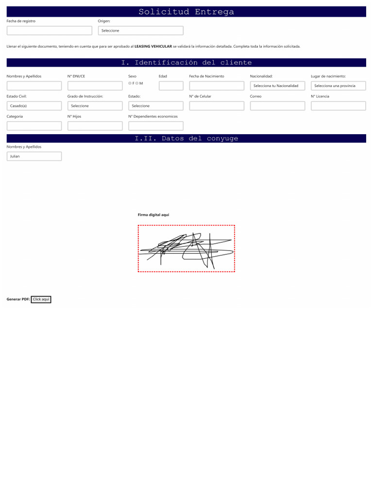 Solicitud Entrega | PDF