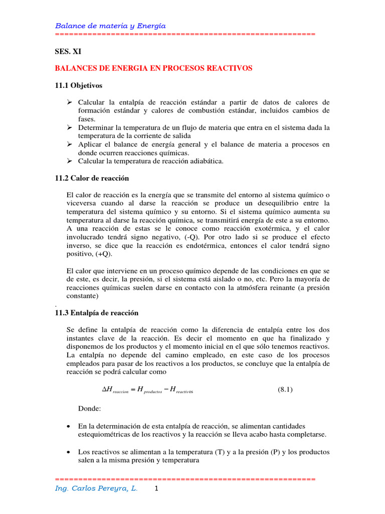 Ses 11. (B.E. Rxs. Quim..) | PDF | Entalpía | Combustión