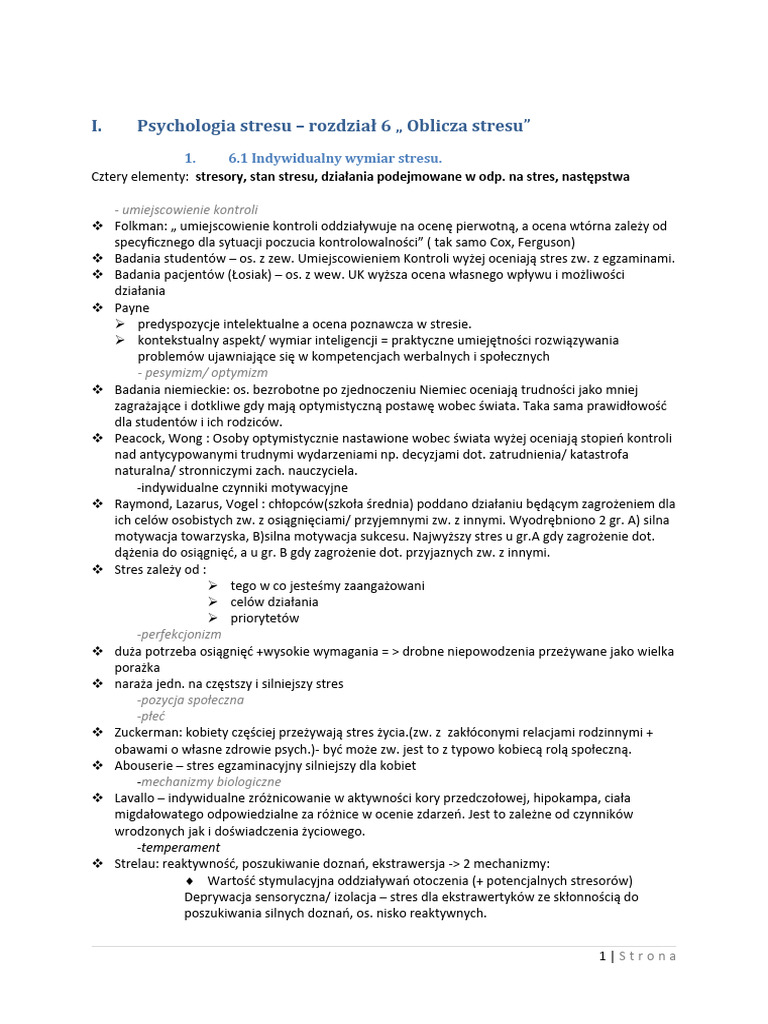 Psychologia Stresu r6 | PDF