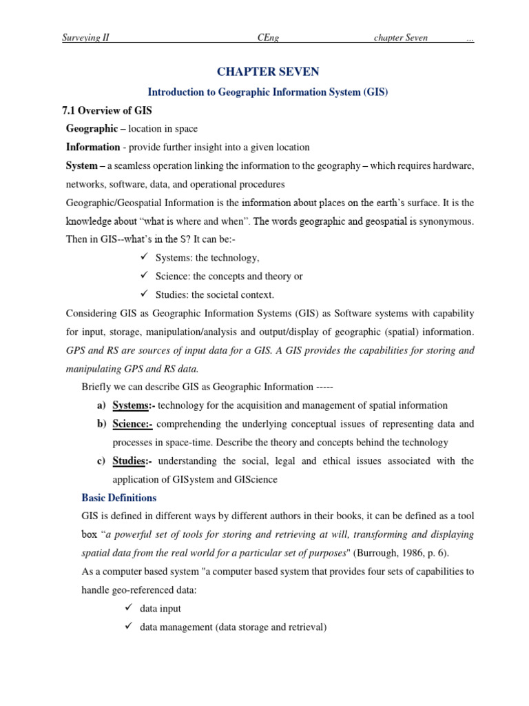 Chapter 7 Introduction To Geographical Information System GIS | PDF ...