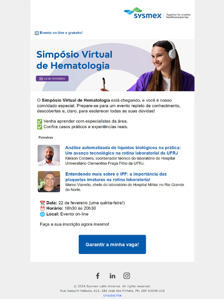 Simpósio de Hematologia - Sysmex Roche | PDF