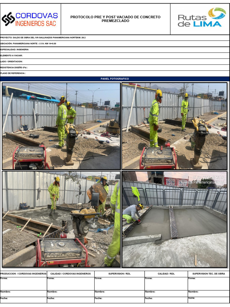 Protocolo de Vaciado de Concreto | PDF | Tecnología