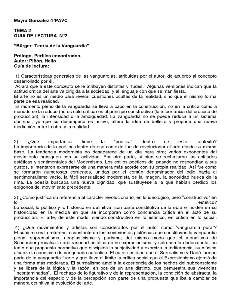 Teoría de La Vanguardia - Mayra Gonzalez | PDF | Vanguardia | Pinturas