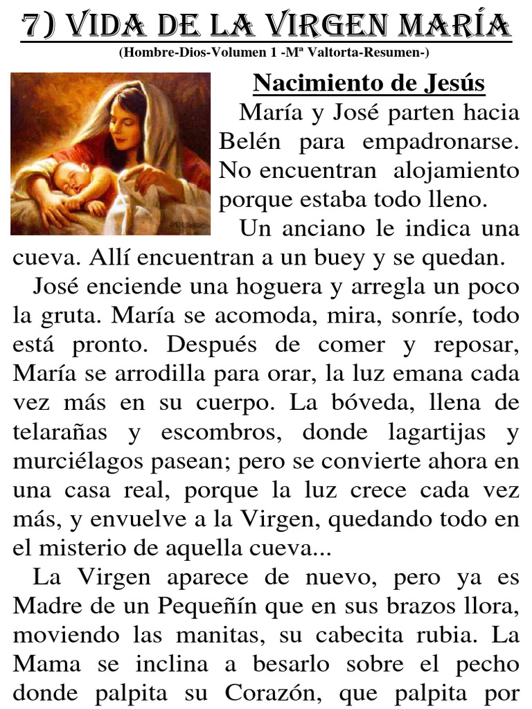 7) LA VIDA DE LA VIRGEN MARIA - Nacimiento de Jesus | PDF | María ...