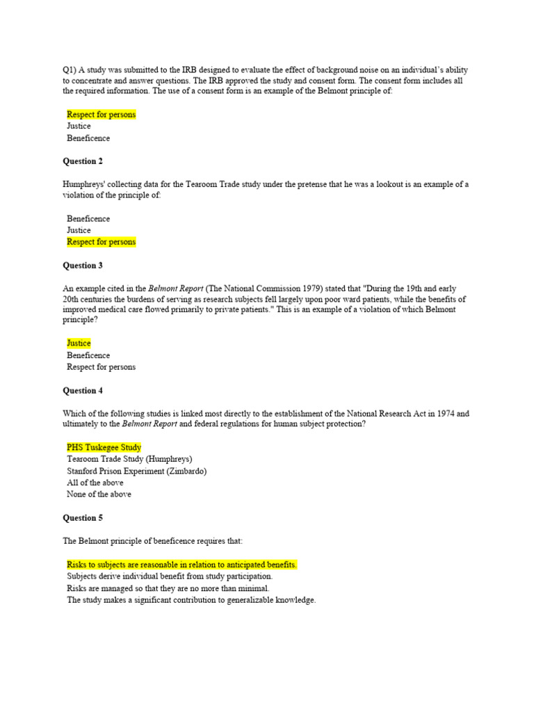 Answers | PDF | Institutional Review Board | Informed Consent