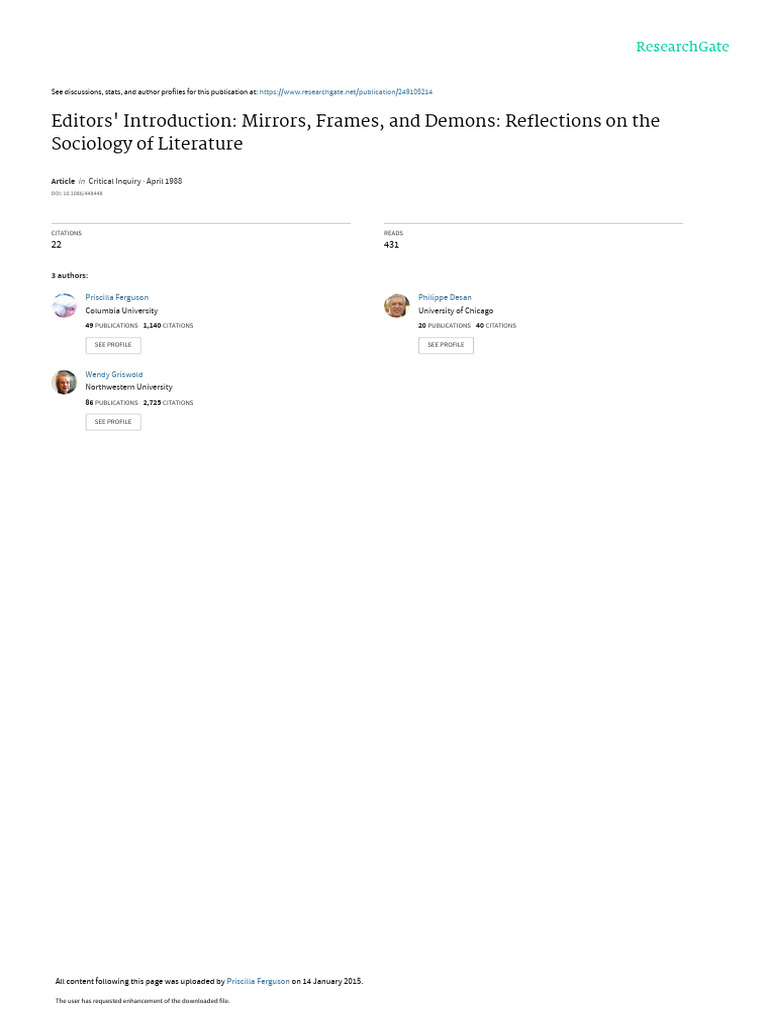 Editors Introduction Mirrors Frames and Demons Re | PDF | Sociology ...