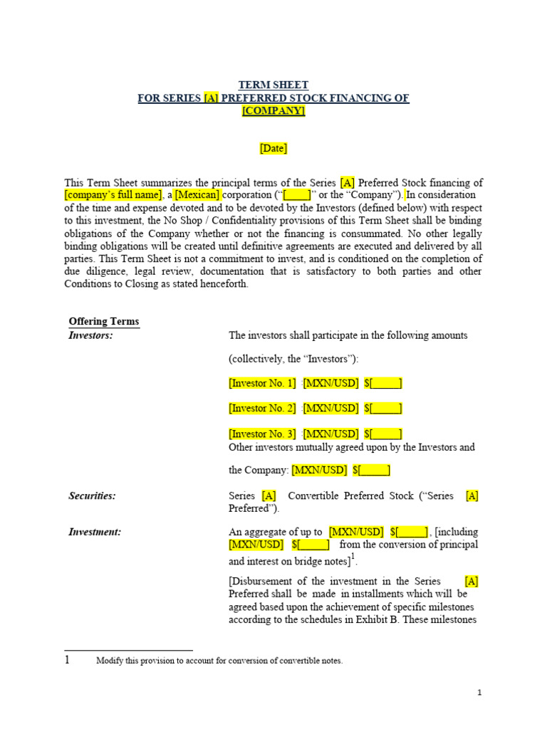 For Series A Preferred Stock Financing 20 02 22 Pdf Stocks