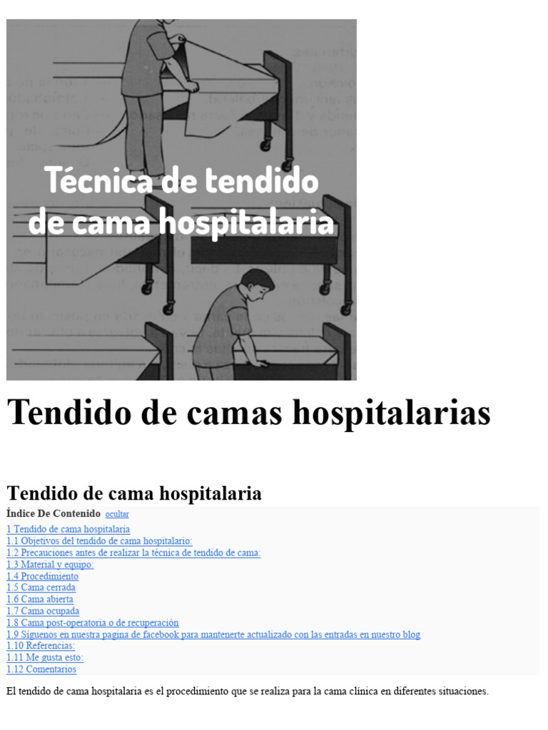 Tendido de Camas Hospitalarias | PDF | Cama | Lecho