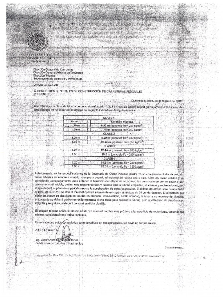 120220_OficoCircular_SCT_ClaseTuberías | PDF