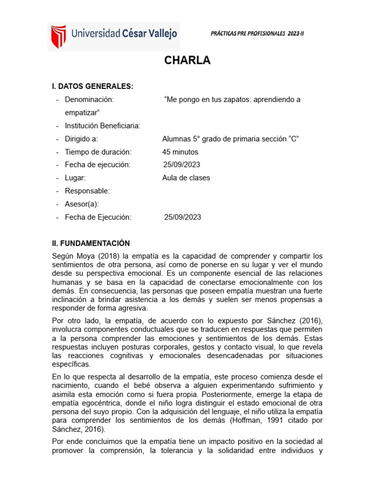 Empatia Esquema de Charla 5 - C | PDF | Empatía | Las emociones