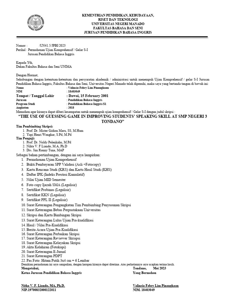 Format Permohonan Kompre | PDF