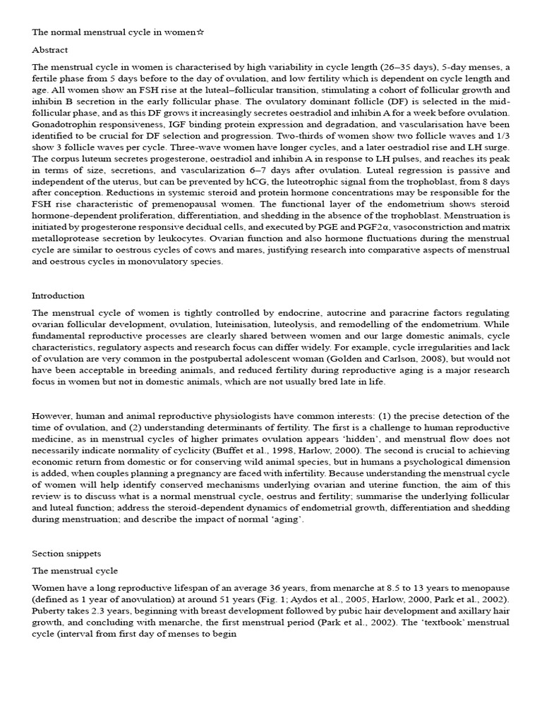 The Normal Menstrual Cycle in Women | PDF | Menstrual Cycle | Animal ...