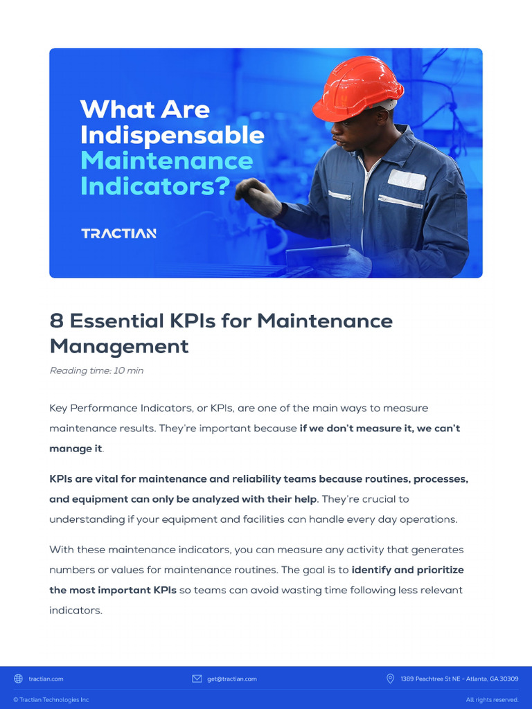 8 Essential KPIs For Maintenance Management | PDF 8 Essential KPIs For Maintenance Management | PDF