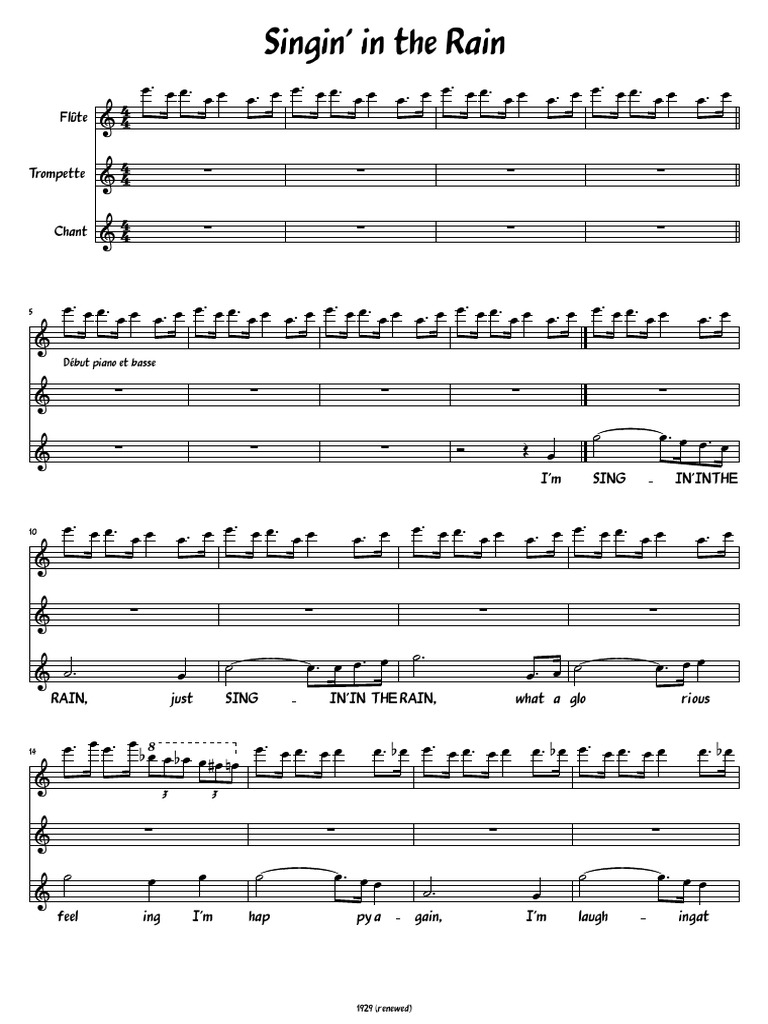 Singin in The Rain Lead Sheet With Lyrics | PDF