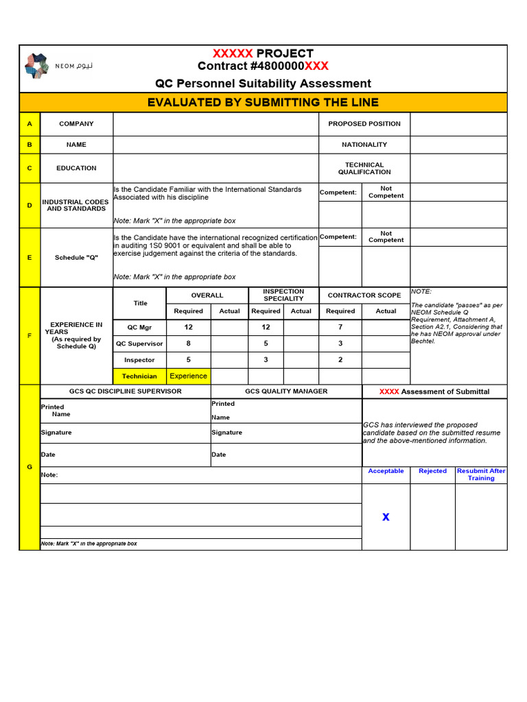Sample of Contractor Personnel Assessment | PDF