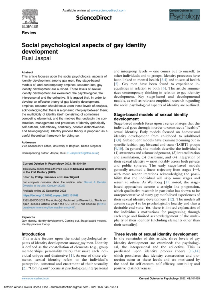 Gay Identity Development Insights | PDF | Science & Mathematics