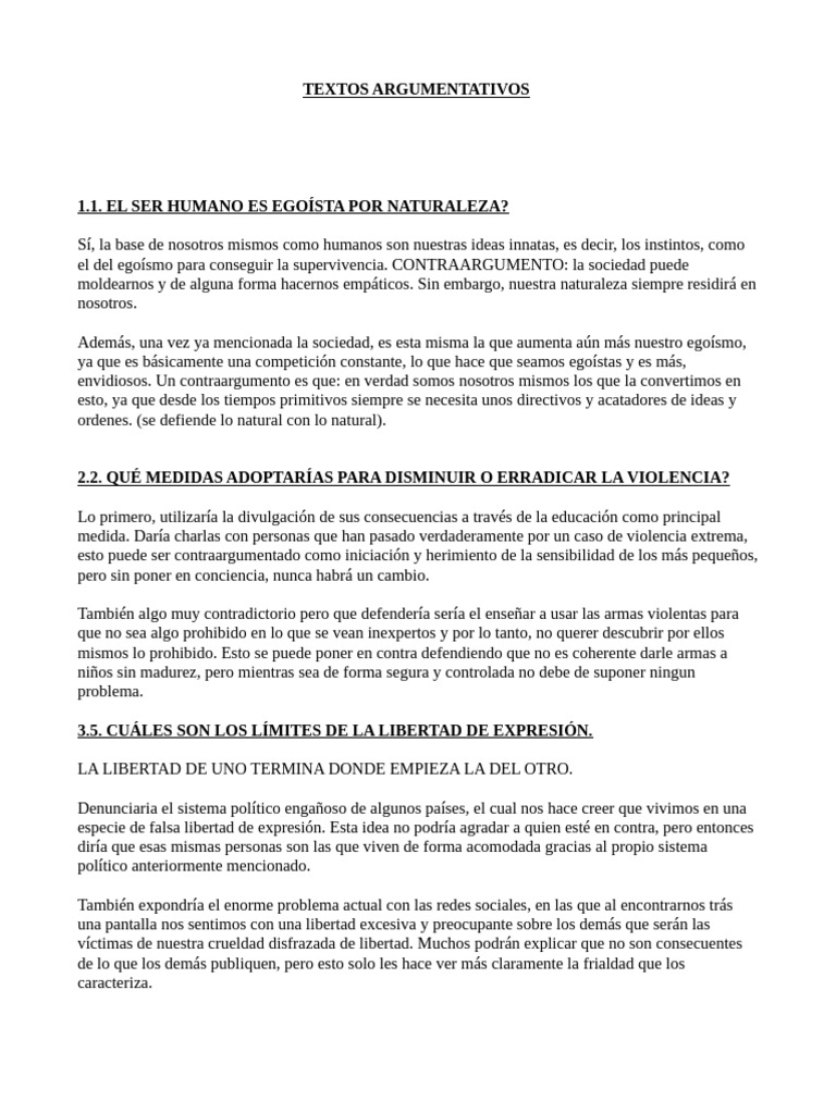 Textos Argumentativos | PDF