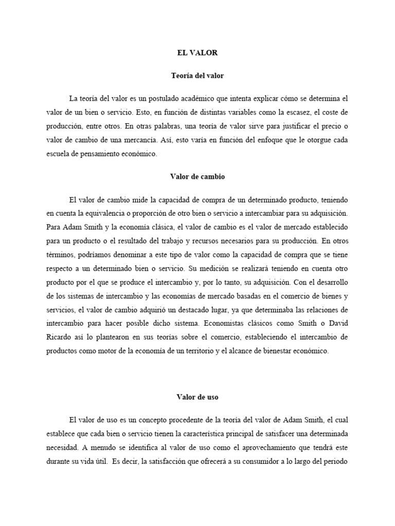 El Valor | PDF | Oferta (economía) | Mercado (economía)