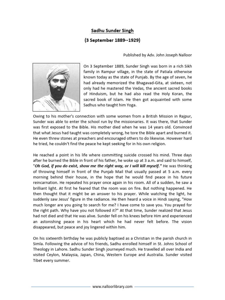 Sadhu Sunder Singh | PDF