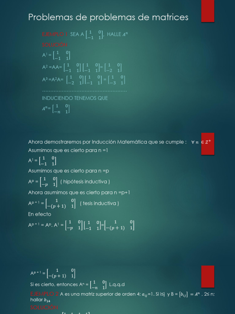 Problemas PPT Resueltos de Matrices AL | PDF | Matriz (Matemáticas) | Álgebra abstracta